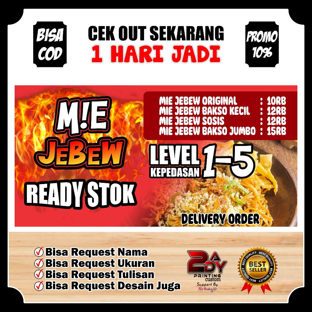 Jual SPANDUK/BANNER MIE JEBEW PEDAS UKURAN 150 X 60 (FREE DESAIN ...