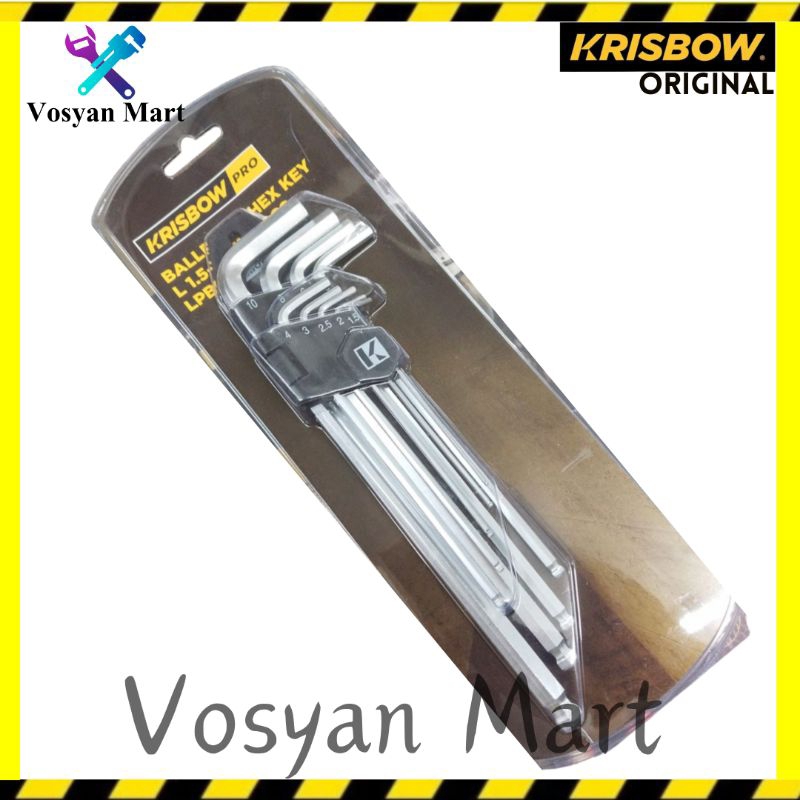 Jual Krisbow Kunci L set Hex Ballpoint 1,5-10mm 9 pcs || Allen key Krisbow | Shopee Indonesia