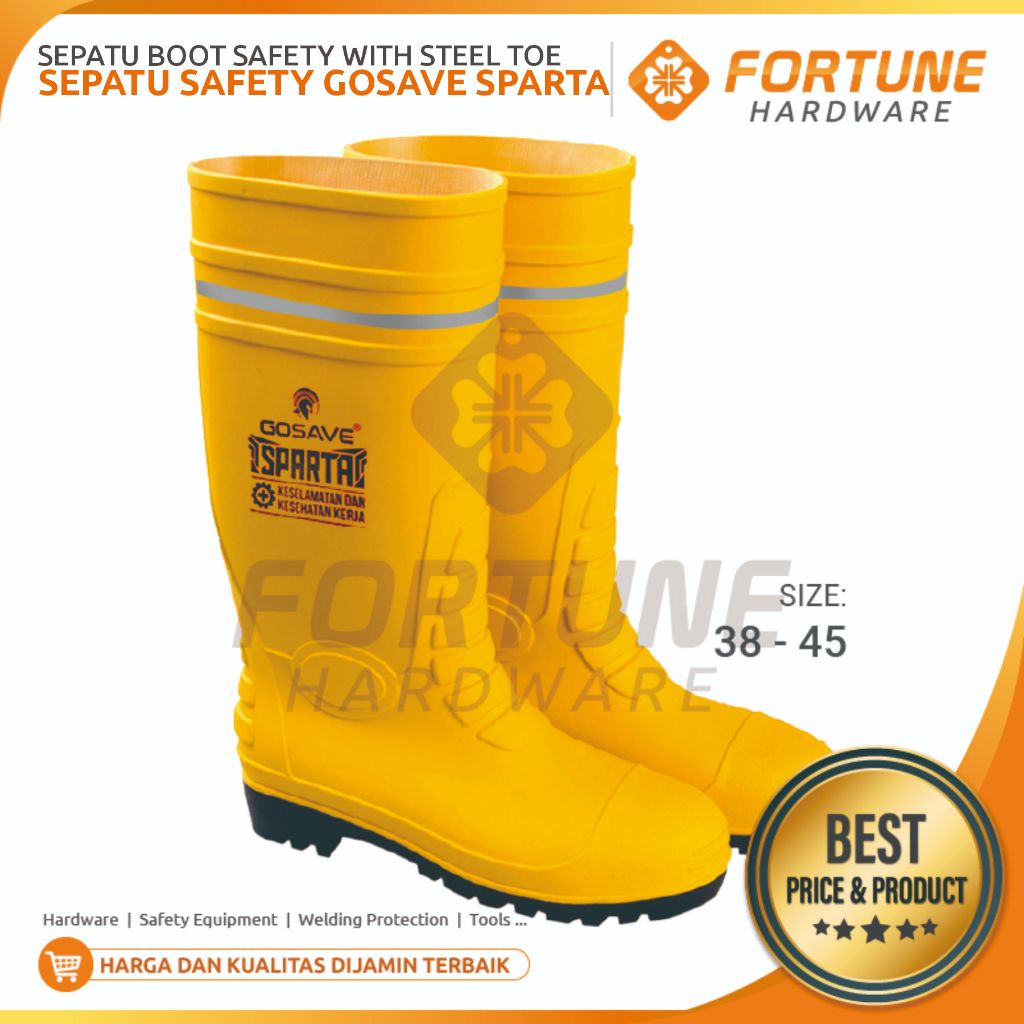 Jual Sepatu Boot Safety Rubber GOSAVE SPARTA With Steel Toe Ujung Besi ...