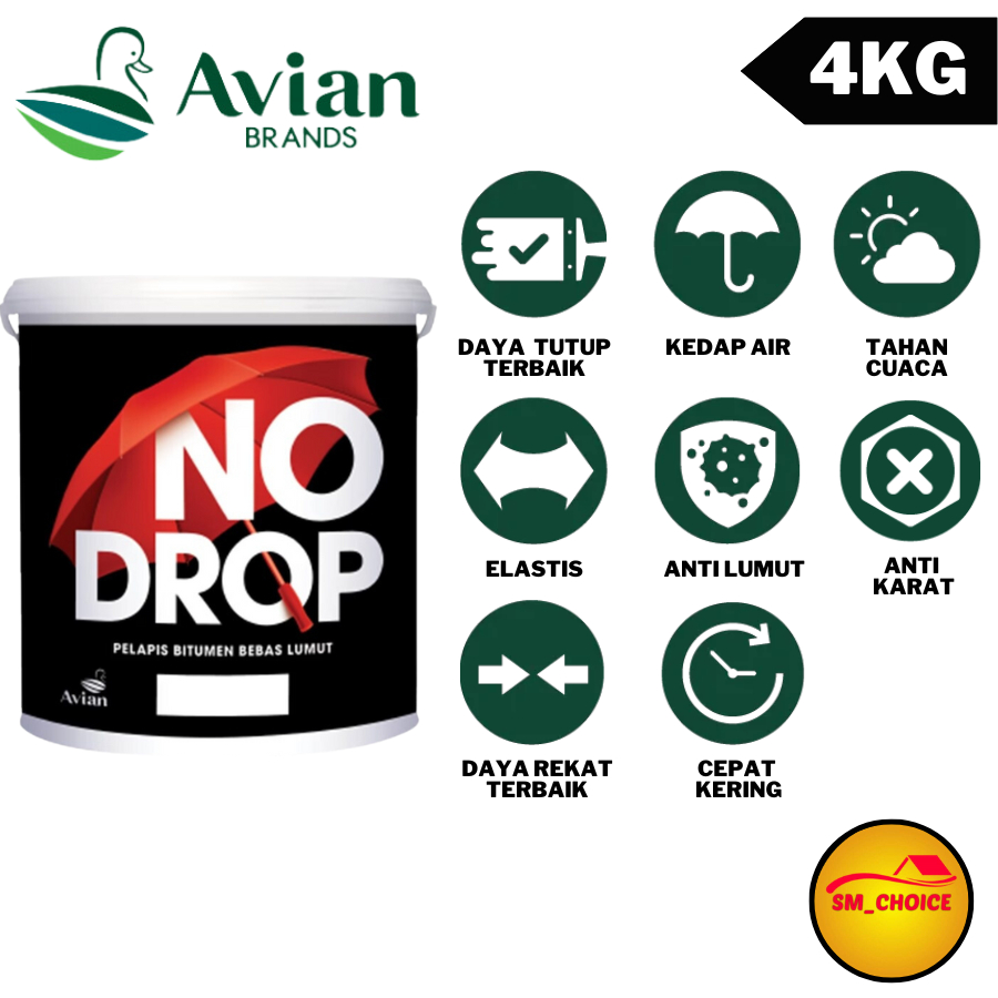 Jual AVIAN NO DROP BITUMEN BLACK 4KG NO DROP CAT PELAPIS ANTI BOCOR ASPAL CAIR 4KG | Shopee ...
