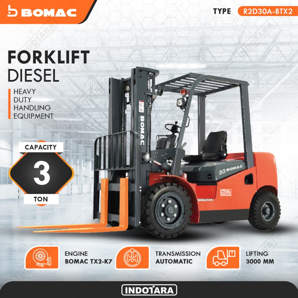 Jual Bomac Forklift Diesel 3 Ton R2D30A-BTX2 | Shopee Indonesia