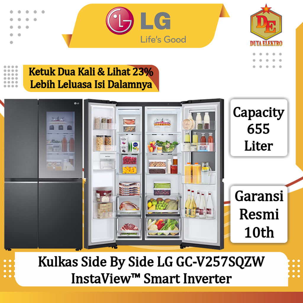 Jual Kulkas Side By Side LG GC V 257 SQZW InstaView Smart Inverter | Shopee Indonesia