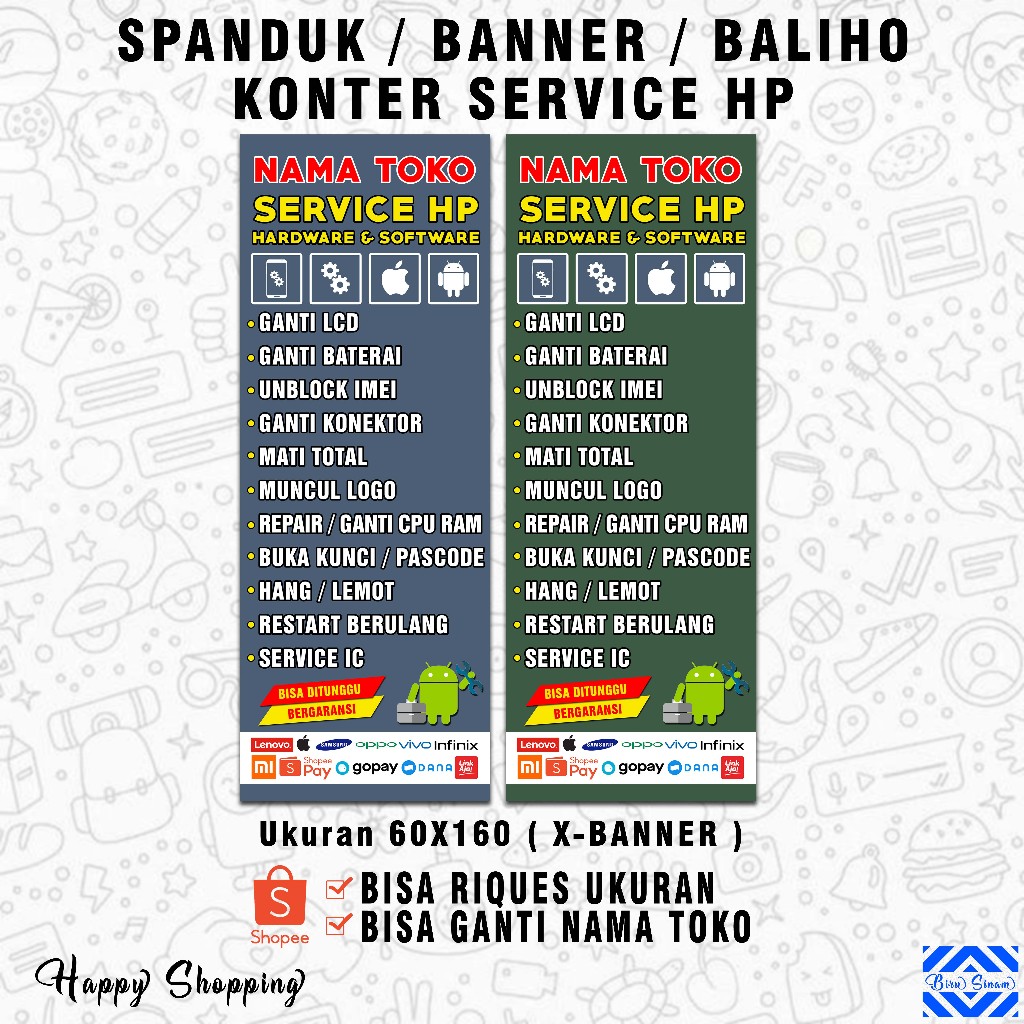 Jual Banner Spanduk KONTER SERVICE HP Ukuran 60X160CM ( X-BANNER ...