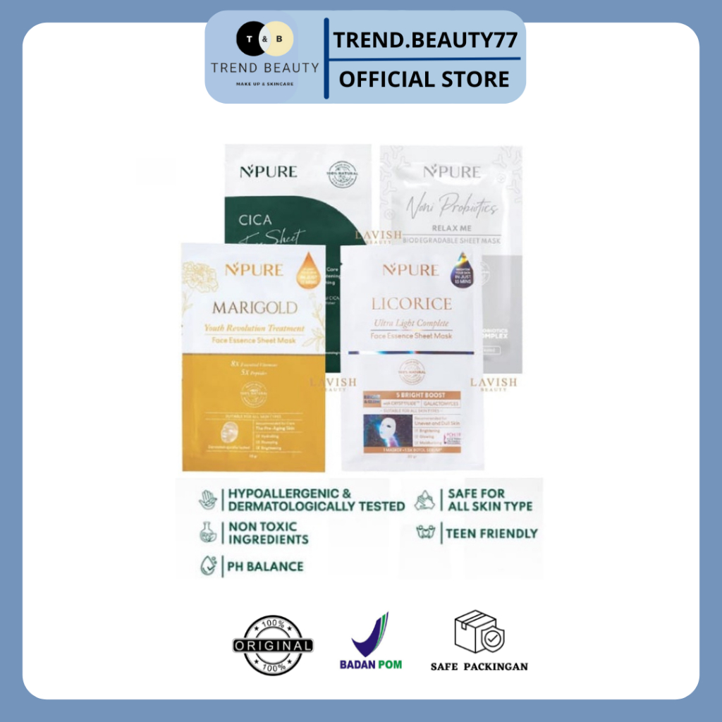 Jual NPURE Centella Asiatica Sheet Mask HANYA SHEET MASK MARIGOLD ...