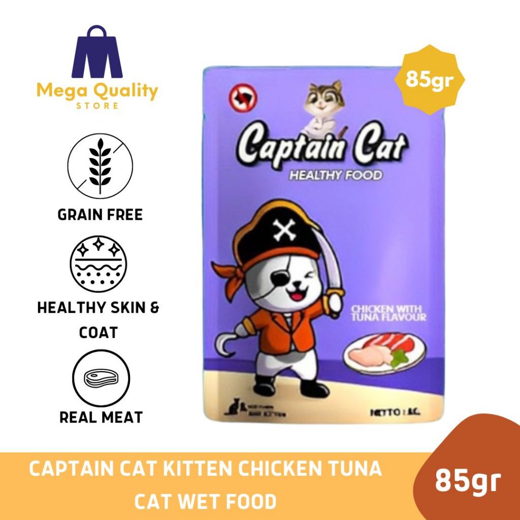 Jual Captain Cat Kitten Chicken Tuna Cat Wet Food Pouch 85gr | Shopee Indonesia