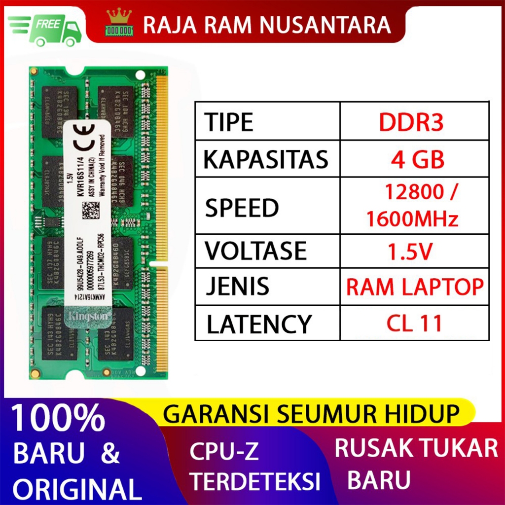 Jual RAM K DDR3 4GB 1600MHZ 12800 ORI RAM LAPTOP DDR3 RAM NB DDR3 ...