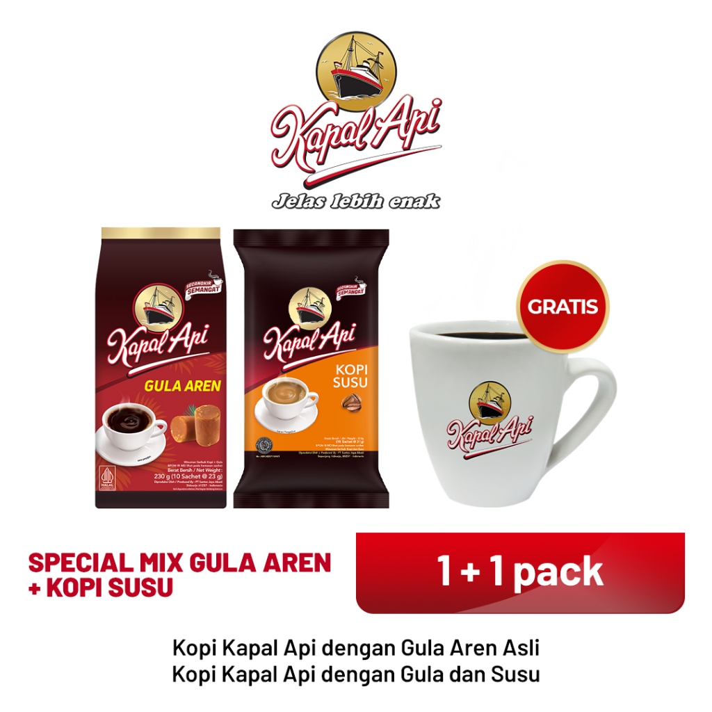 Jual KAPAL API Special Mix Gula Aren 1 Pack + Kopi Susu 1 Pack Free Mug ...