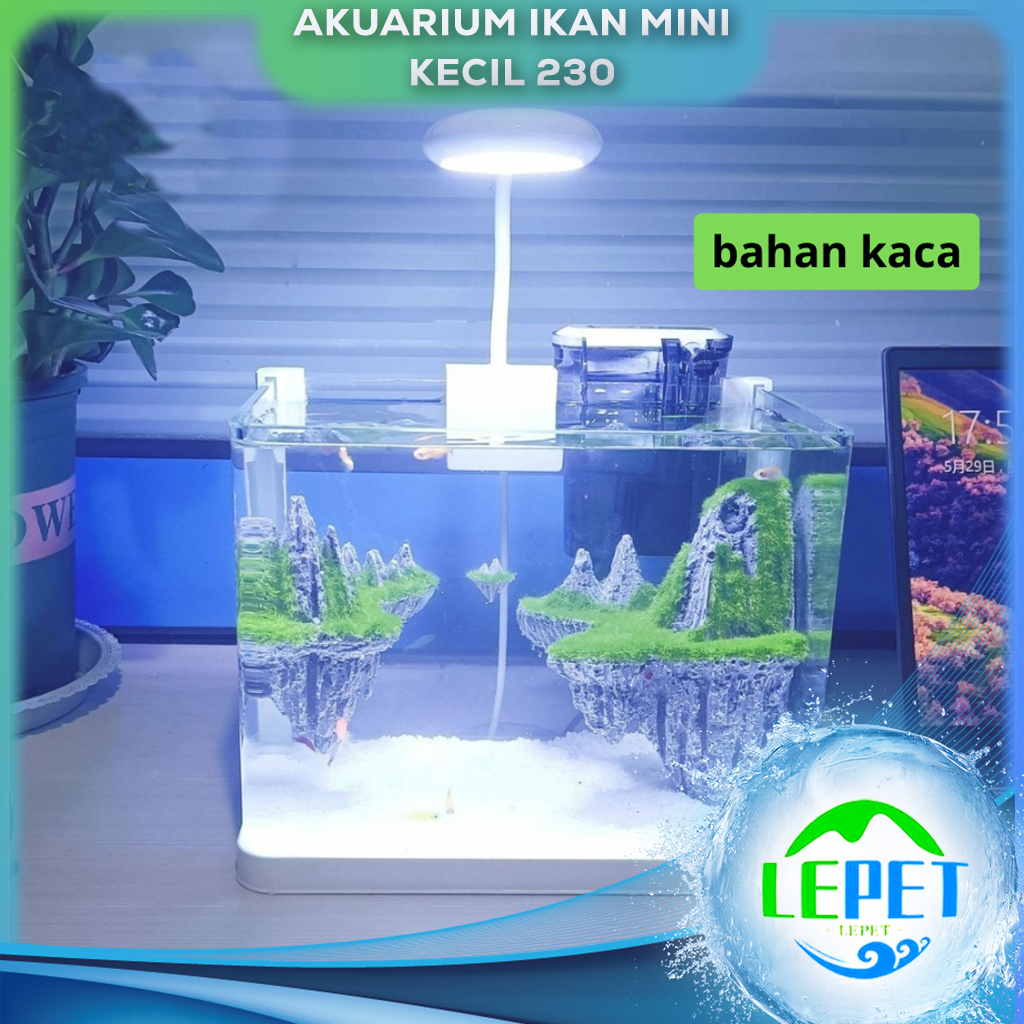 Jual LEPET Akuarium Ikan Mini 230 Tangki Ikan Mini Dengan Filter Dan ...