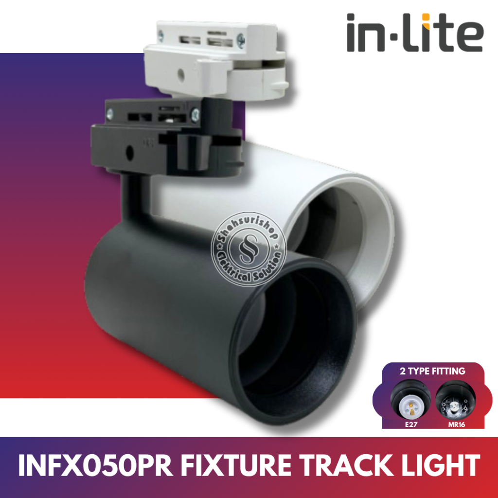 Jual IN-LITE INLITE KAP TRACK LIGHT INFX050 FITTING MR16 E27 HITAM ...