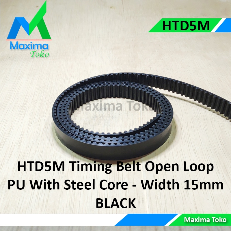 Jual HTD5M Timing Belt Open Loop PU Polyurethane 5M Lebar 15mm 15 mm BLACK Harga per 50cm ...