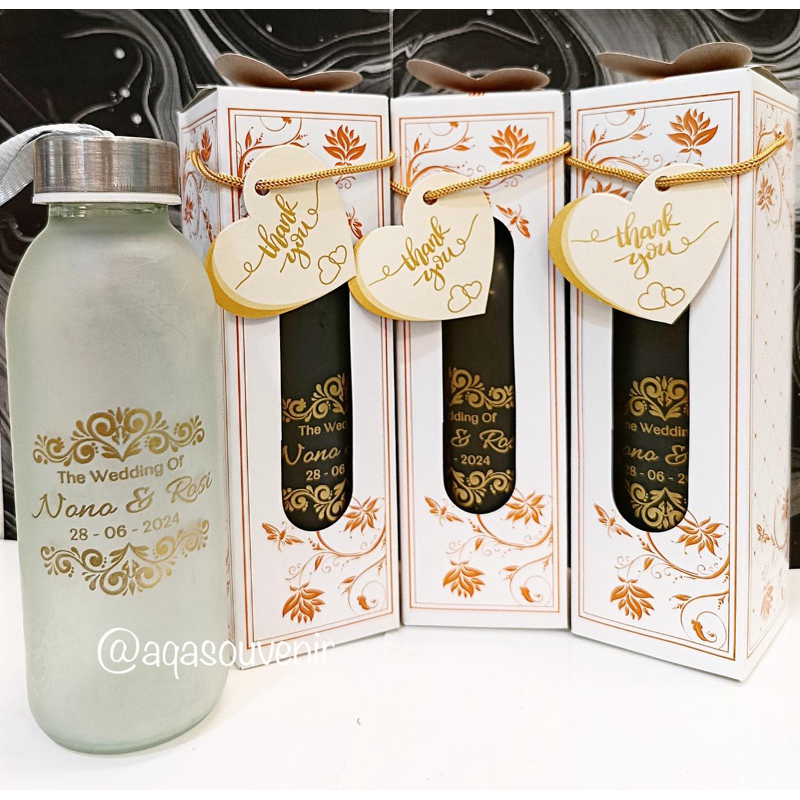 Jual SOUVENIR BOTOL KACA DOFF CUSTOM KEMAS BOX/ SOUVENIR PERNIKAHAN ...