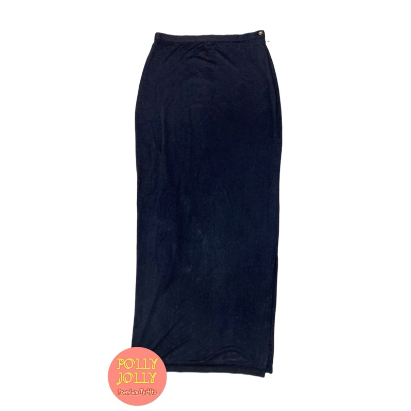 Jual LOGO - Rok Maxi Lurus Licin Warna Hitam (Preloved) | Shopee Indonesia
