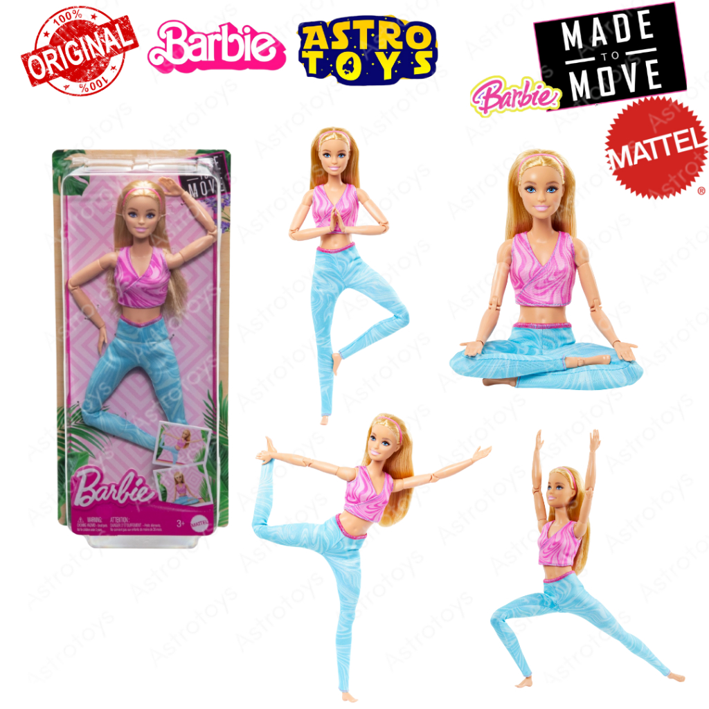 Jual Mattel barbie made to move Athleisure wear yoga Doll Blonde ...