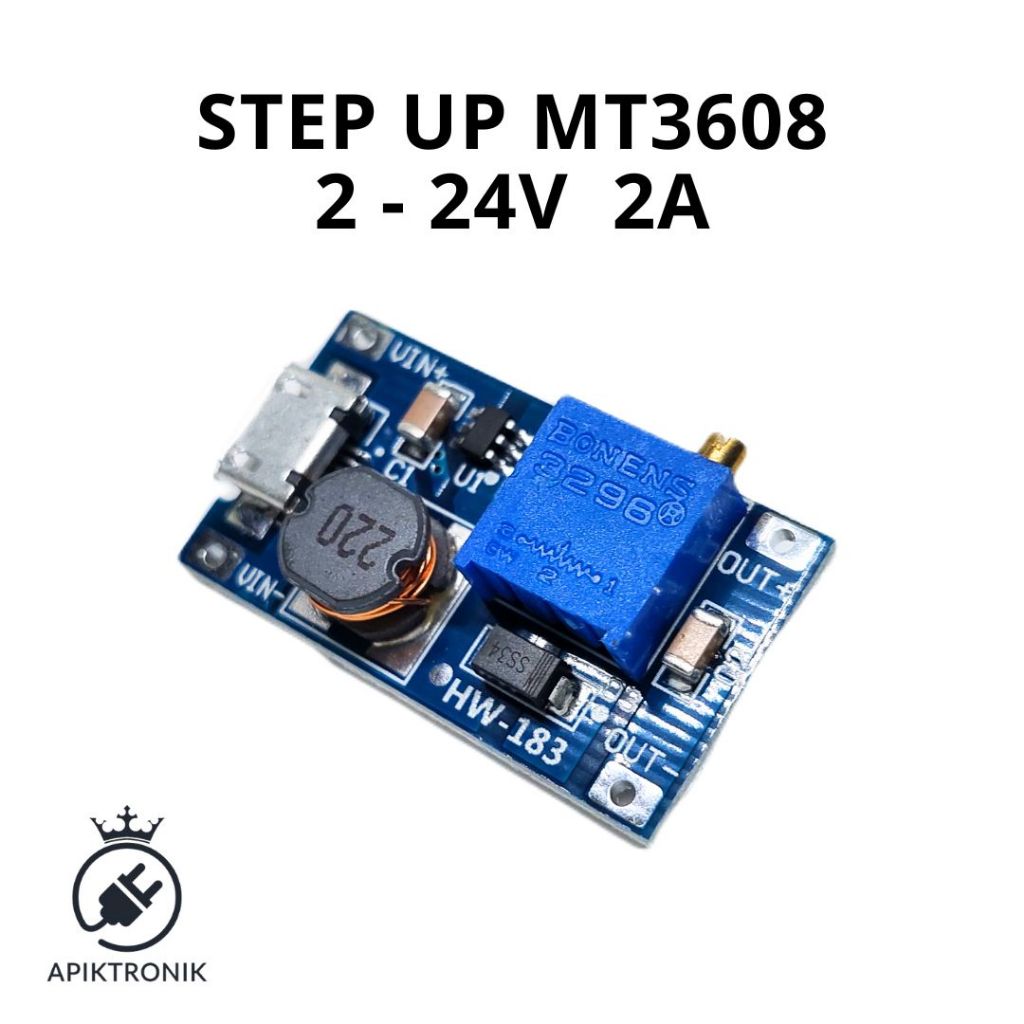 Jual STEP UP MT3608 ADJUSTABLE STEP UP BOOST DC MICRO USB 2A 2V-24V TO 5V-28V | Shopee Indonesia