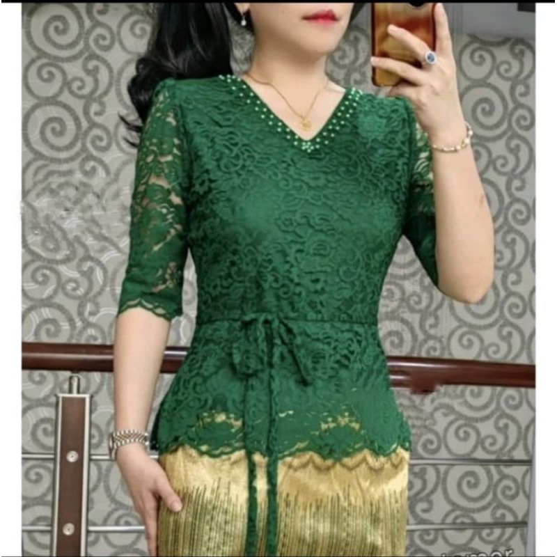 Jual SLD Blouse Brokat/ Atasan Renda / Blus Brukat leher V/ Kebaya ...