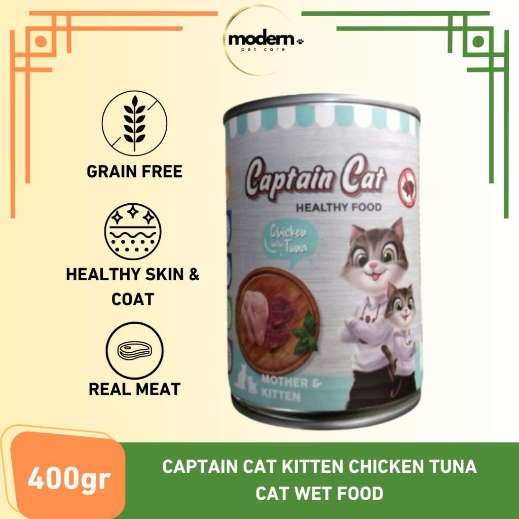 Jual Captain Cat Kitten Chicken Tuna Cat Wet Food Kaleng 400gr | Shopee Indonesia