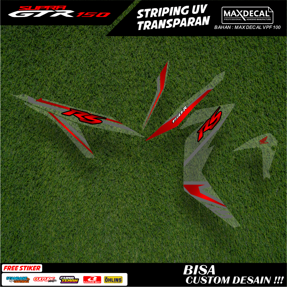 Jual striping sticker supra gtr transparan racing minimalis merah hijau ...