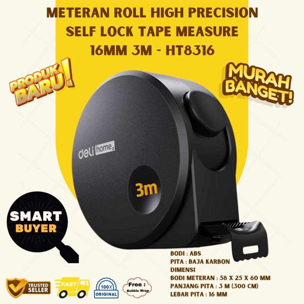 Jual Meteran Gulung Pita Ukur Self Lock Dengan Presisi Tinggi 16mm 3m | Shopee Indonesia