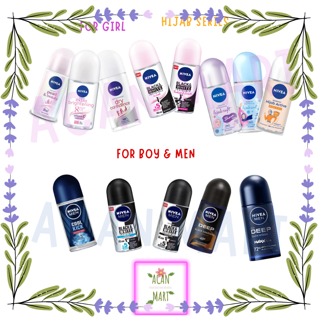 Jual NIVEA Deodorant Roll On Men | Women / Girl 50mL | Shopee Indonesia