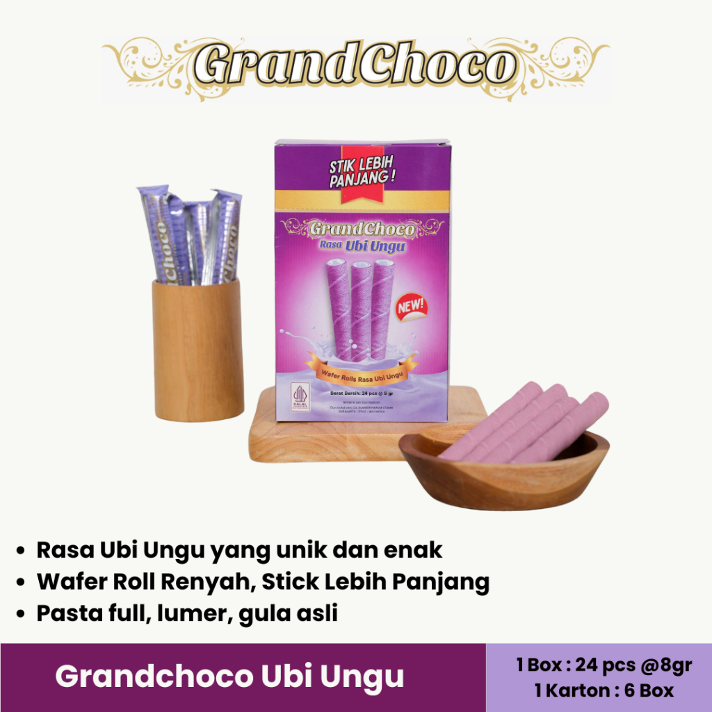 Jual Grandchoco Ubi Ungu (Wafer Roll Rasa Ubi Ungu) | Shopee Indonesia