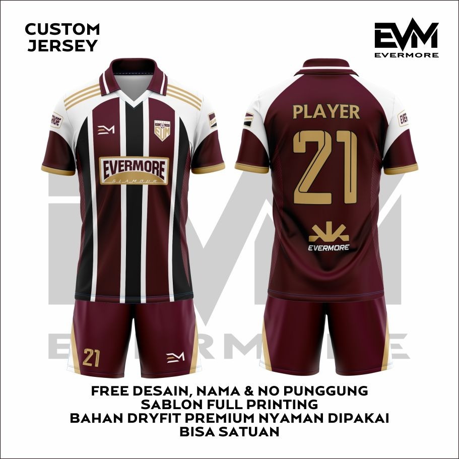Jual JERSEY FUTSAL/ SEPAK BOLA WHITE MAROON ELEGANCE Bebas Custom Bahan ...