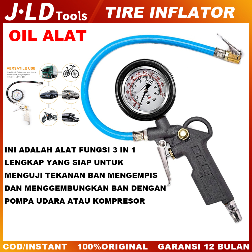 Jual JLD Oil-Filled Tire Inflator 3 in 1 Air Pressure Gauge Isi Ukur ...