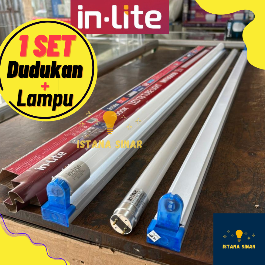 Jual Lampu TL T8 LED 1 set Komplit 9w / 18w + Kap 60cm 120cm inlite In Lite | Shopee Indonesia