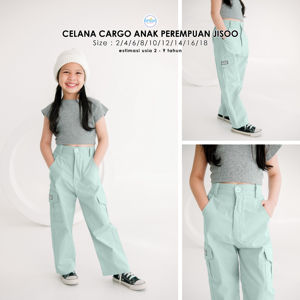 Jual Celana Cargo Anak Perempuan Jisoo I Celana PDL Cotton Kulot Anak ...