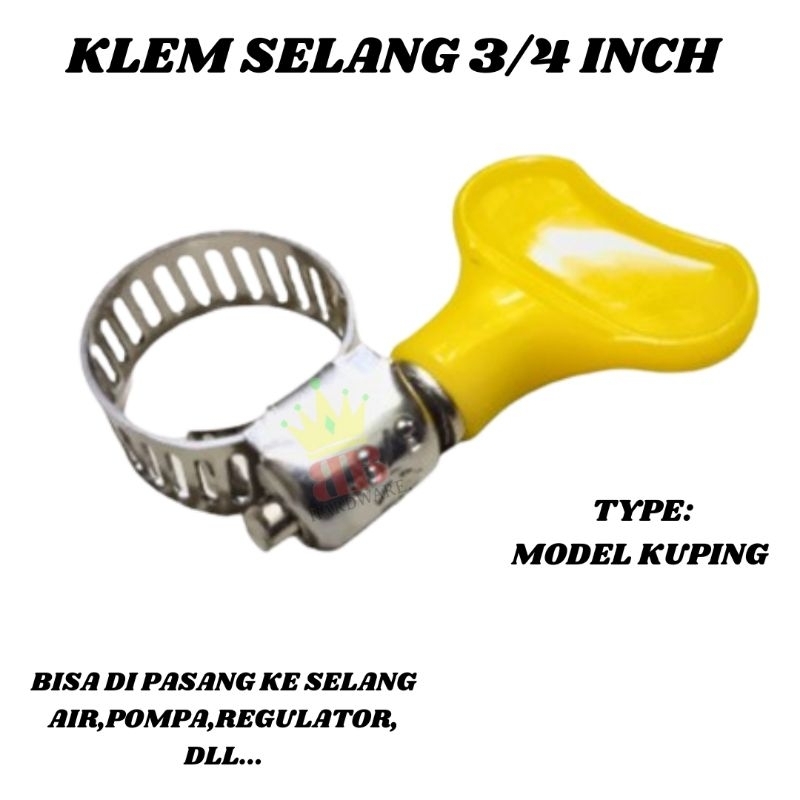 Jual KLEM SELANG 3/4 INCH MODEL KUPING KUNING | Shopee Indonesia