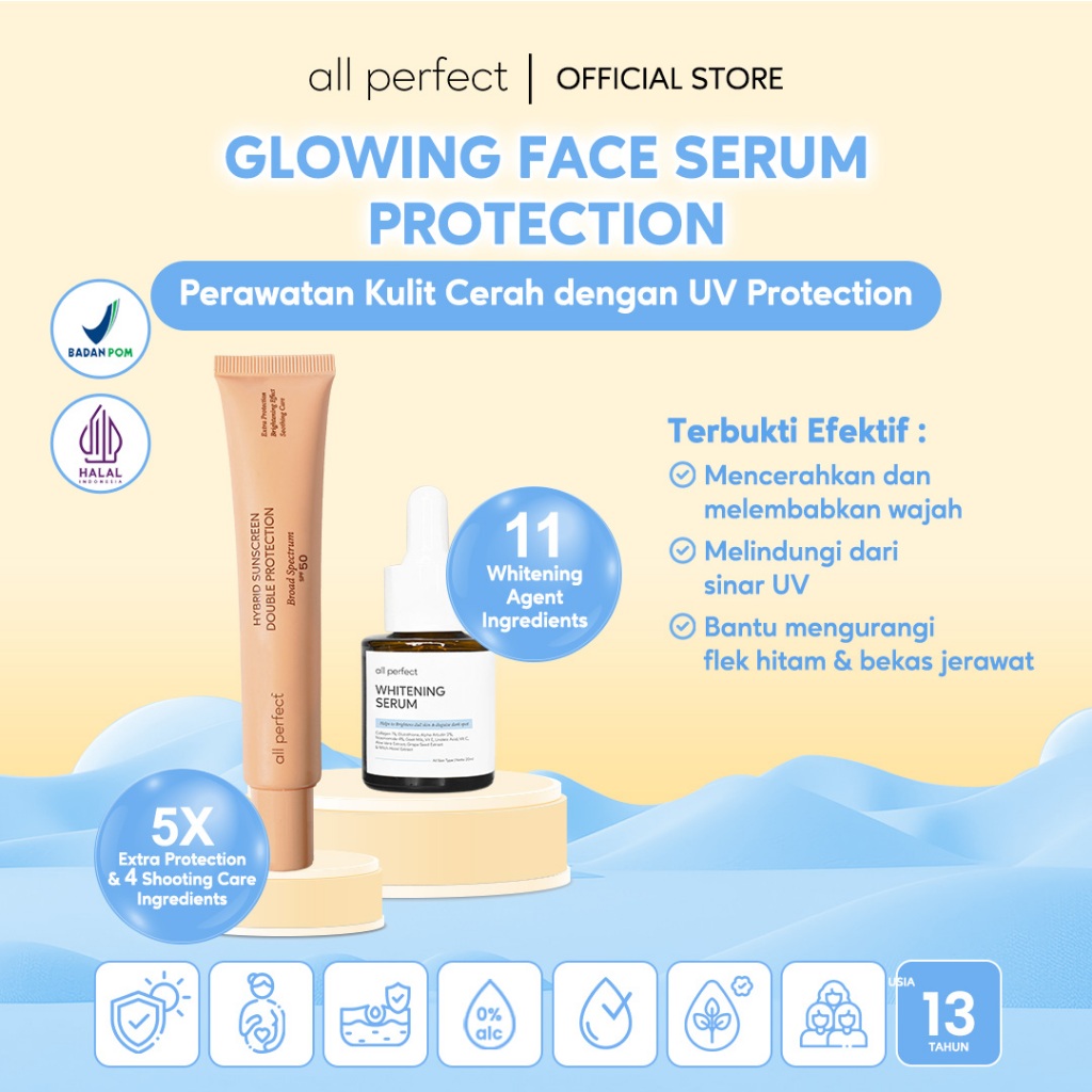 Jual All Perfect Glowing Face Serum Protection GET 2 PCS - 20ml Serum ...