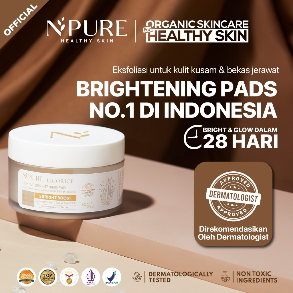 Jual NPURE Brightening Exfoliating Pad Licorice / Light Up / Kapas ...