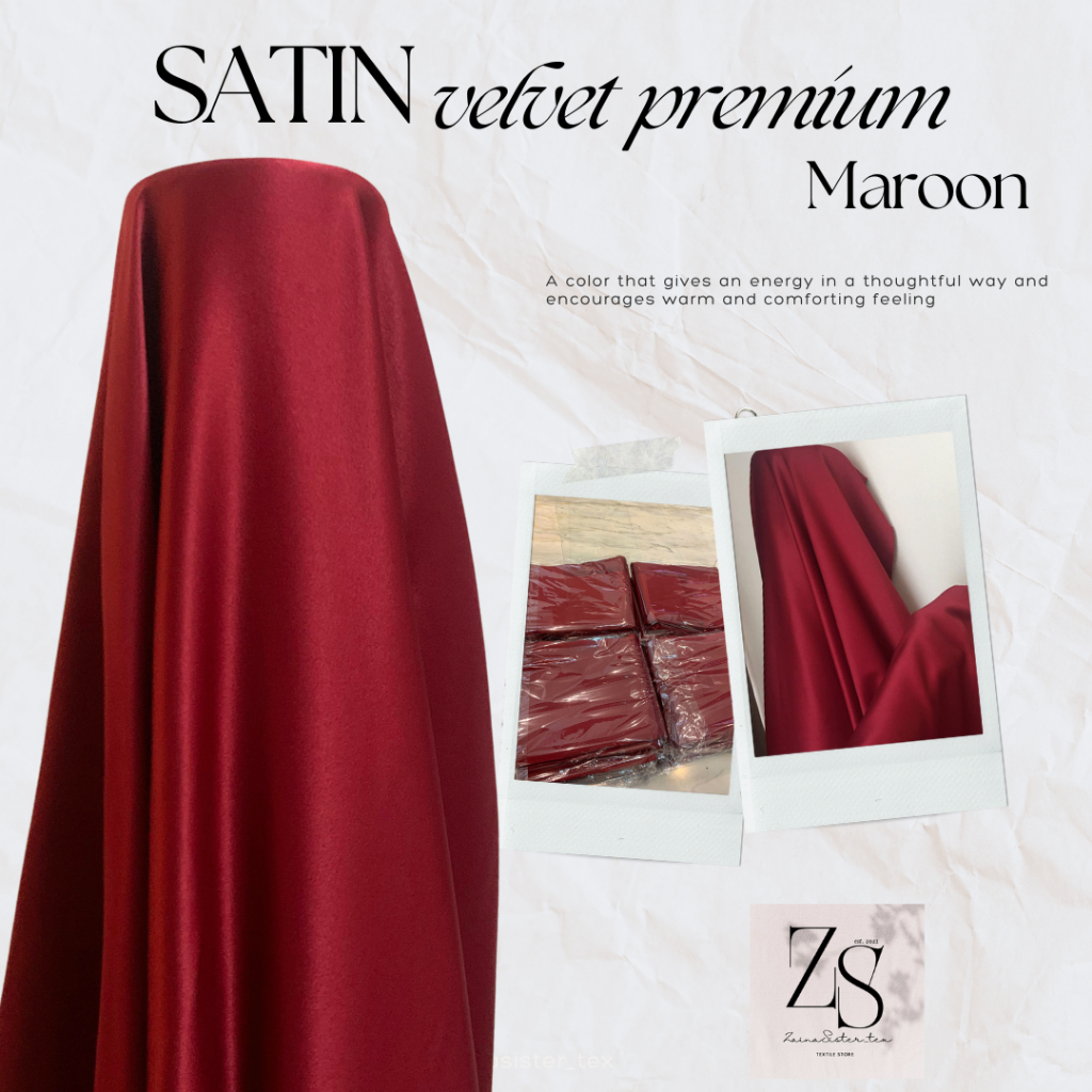 Jual Bahan Kain Satin Velvet Premium Warna Merah Maroon Marun | Shopee ...