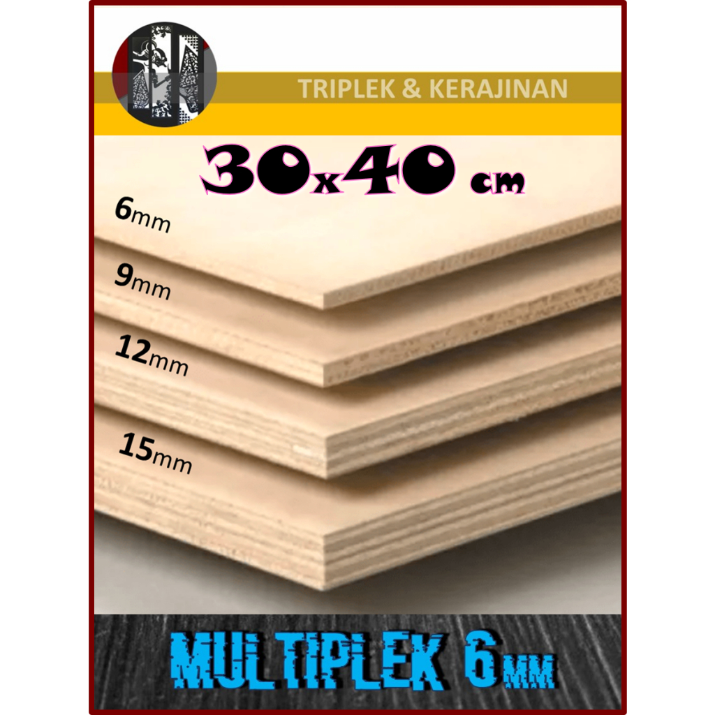 Jual Triplek 6mm 30x40 cm | Kualitas Premium Multiplek|Plywood (6 mm 30 ...