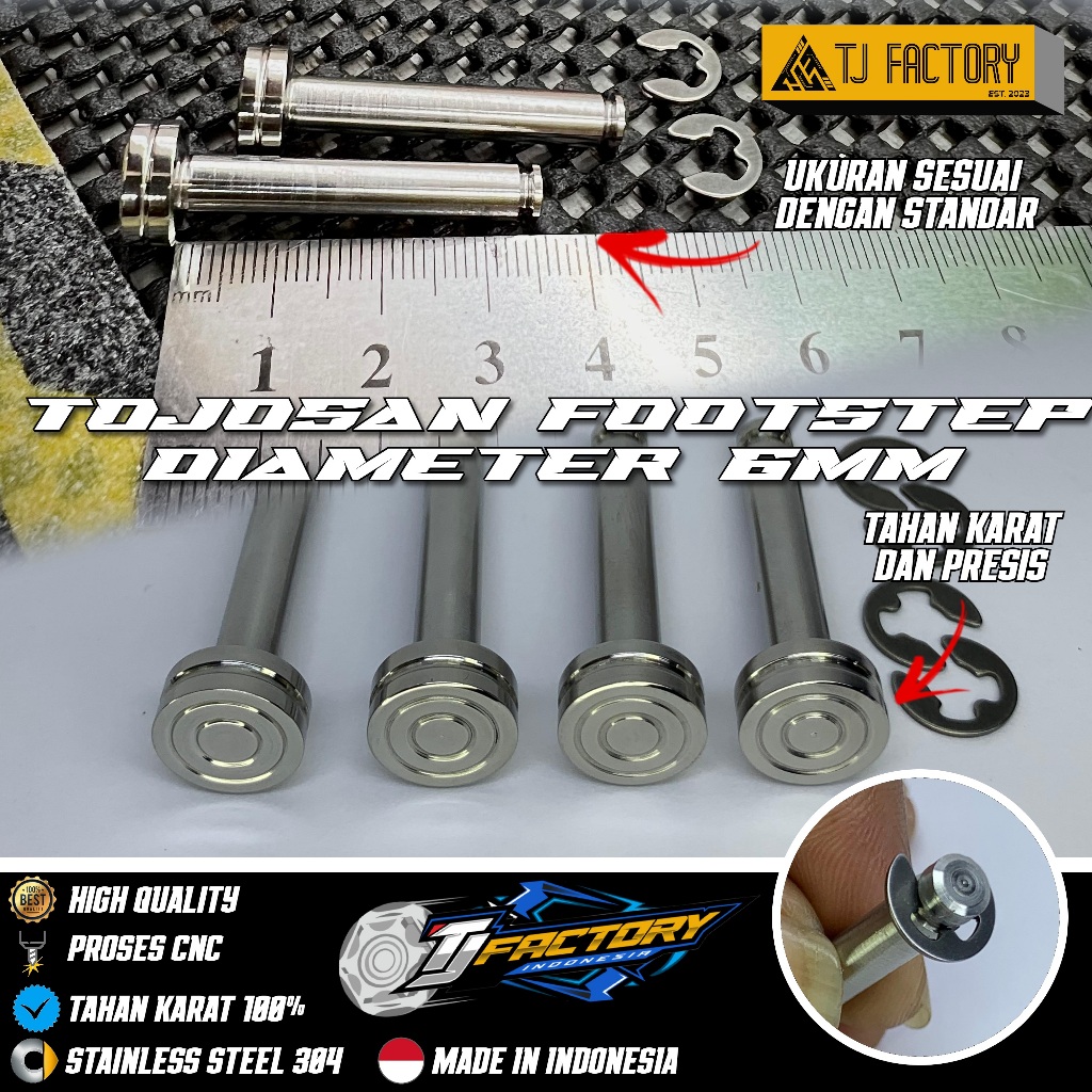 Jual 1 Set Pin Tojosan Step Belakang Supra X bebek Revo ADV PCX Nmax Stainless Footstep ass 6x35 ...