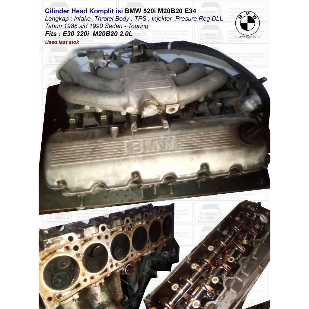 Jual Cilinder Head Komplit isi BMW 520i M20B20 E34 Intake ,Throtel Body ...