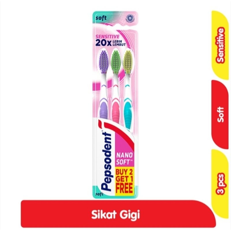 Jual Sikat gigi pepsodent nanosoft sensitive bundle isi 2pc //Sikat ...