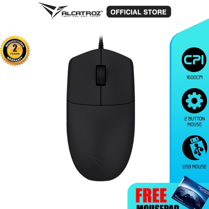 Jual FG2 Mouse Kabel Alcatroz Asic ONE Wired USB Mouse 16 CPI Ergonomic ...