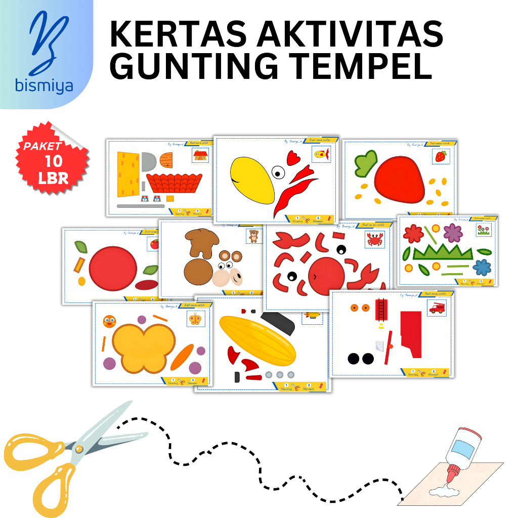 Jual Lembar Aktivitas Gunting dan Tempel Anak Cut And Glue - Worksheet ...
