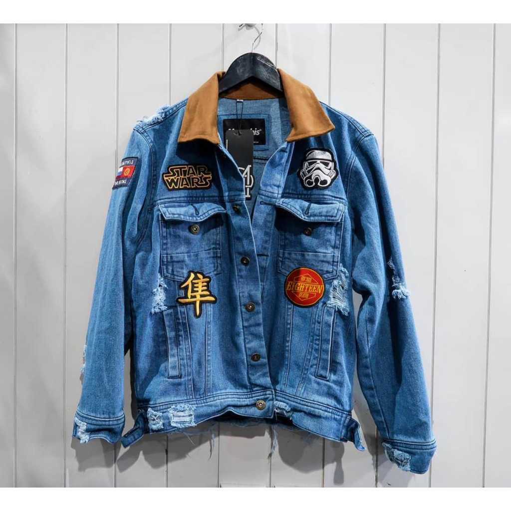 Jual JAKET JEANS DENIM DILAN VARIASI FULL BORDIRAN MODEL EMBLEM LOGO ...