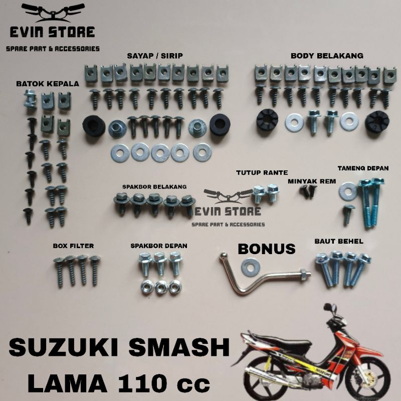 Jual Baut Fullset Suzuki Smash 110cc/ baut body set Suzuki Smash Lama ...