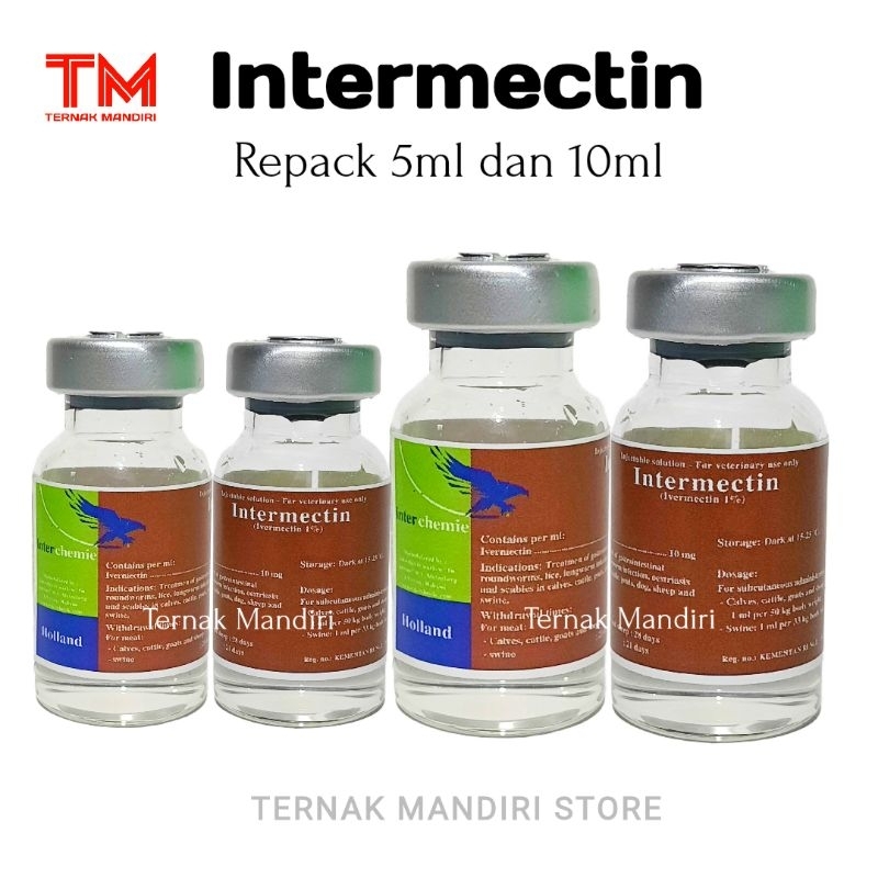 Jual INTERMECTIN INJEKSI 5ml 10ml Obat cacing kutu tungau caplak pada ...