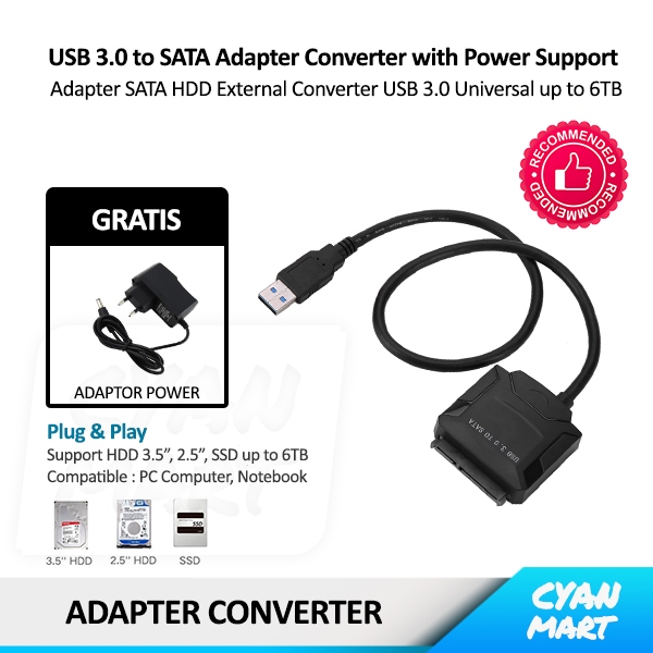 Jual Kabel Hardisk External USB 3 SATA HDD SSD 2.5 3.5 Adapter ...