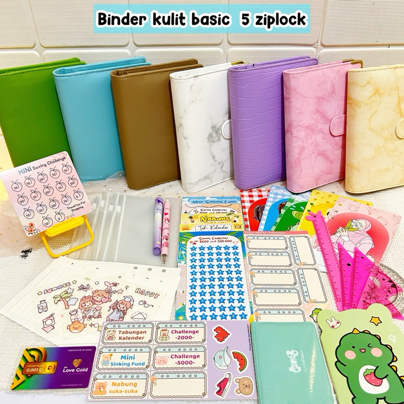 Jual (5 Ziplock-kulit) Paket Binder menabung basic kulit Paper Kertas ...