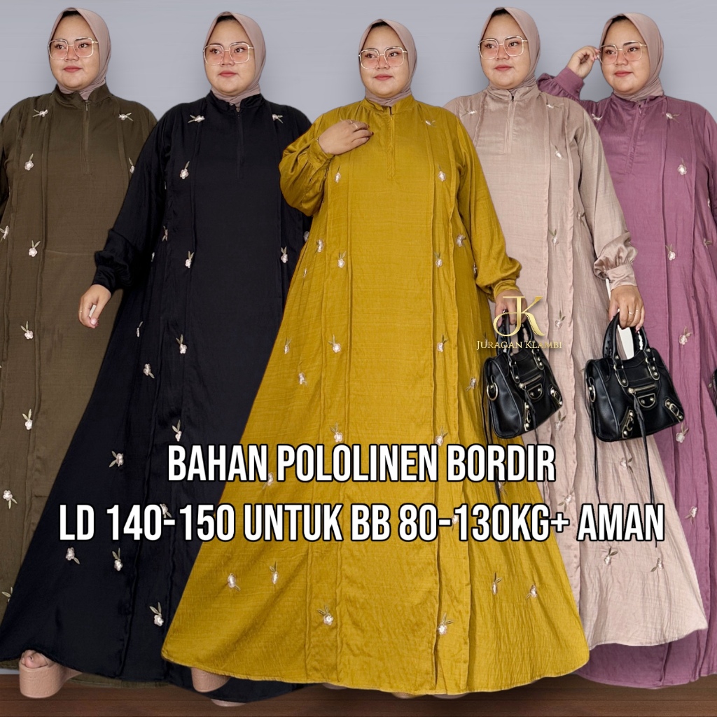 Jual Gamis Jumbo Ld 130++ Bahan Polo Linen Lebaran Kondangan Free Bros ...