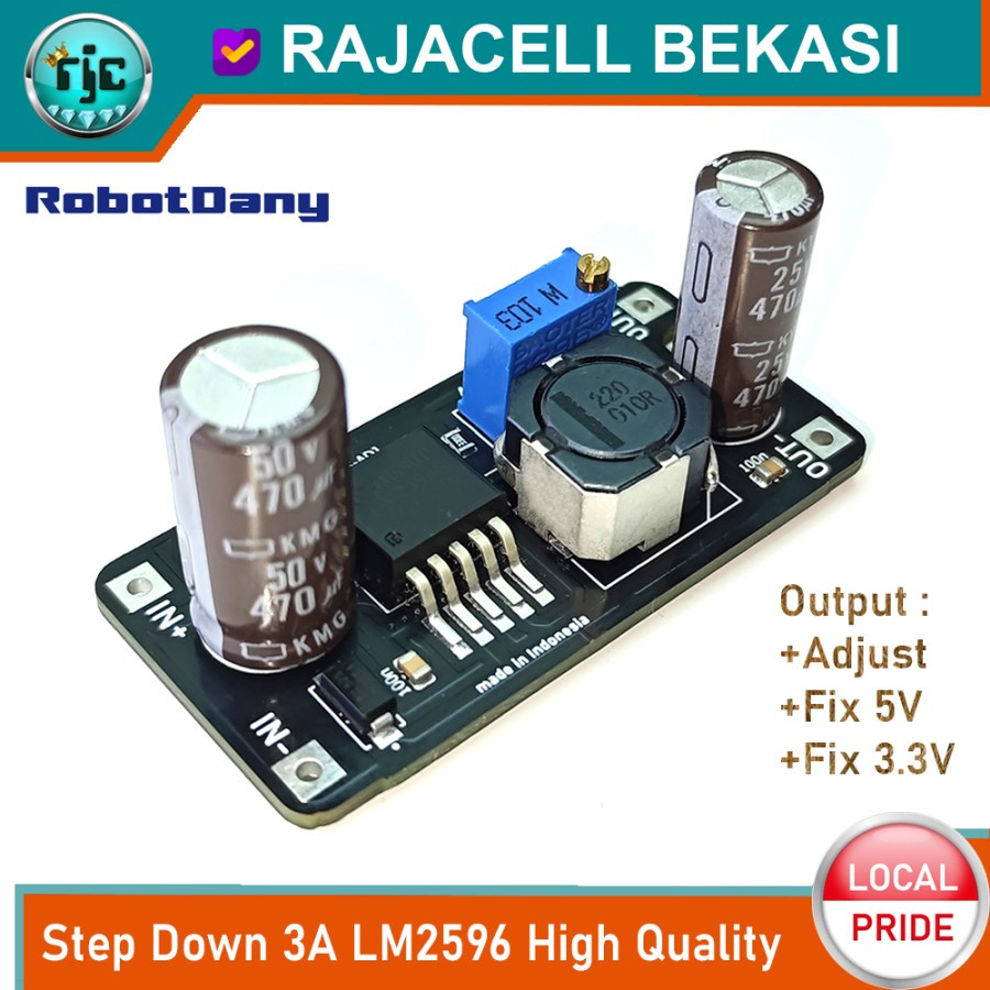 Jual LM2596 BLACK 3A Step Down 3,3V 5V 12V Fix and Adjustable Out Buck ...