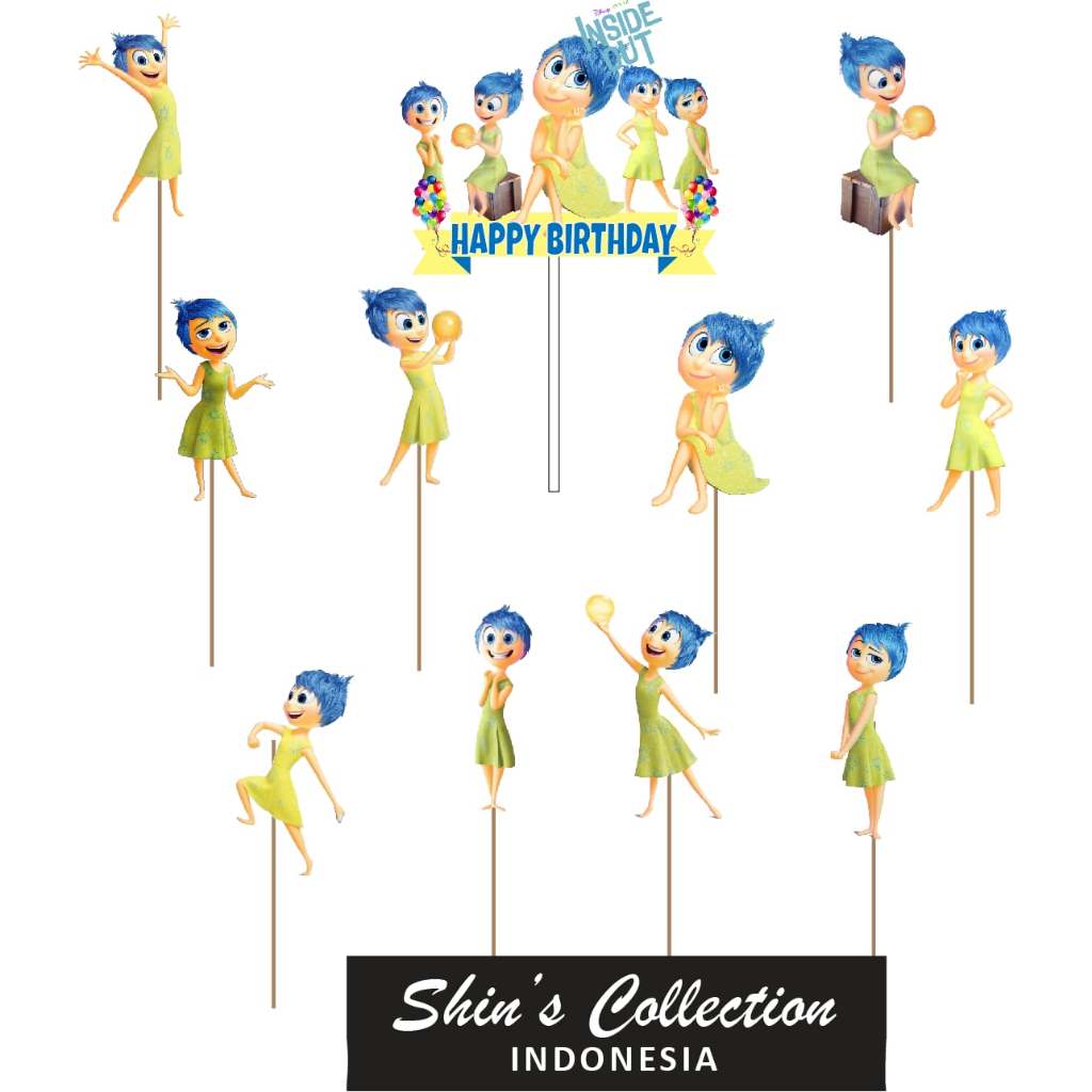 Jual Cake topper Joy solo Inside Out disney isi 11 pcs | Shopee Indonesia
