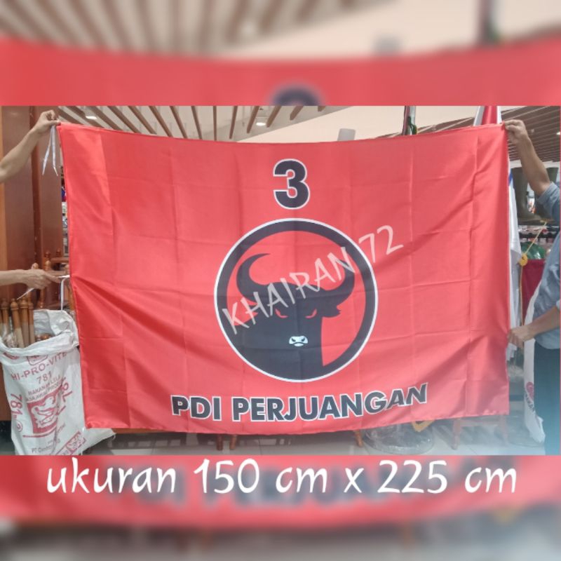 Jual bendera partai PDI ukuran 150 cm x 225 cm bahan satin | Shopee ...