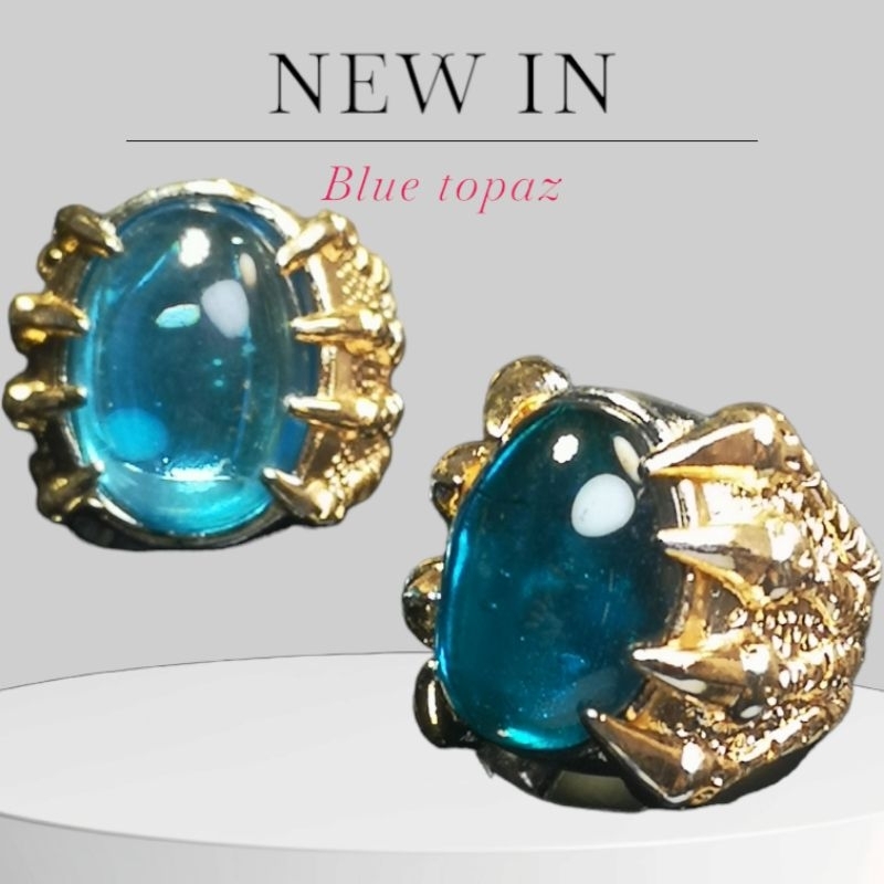 Jual CINCIN BATU PERMATA BLUE TOPAZ POLOS - RING ALPAKA CAKAR | Shopee ...