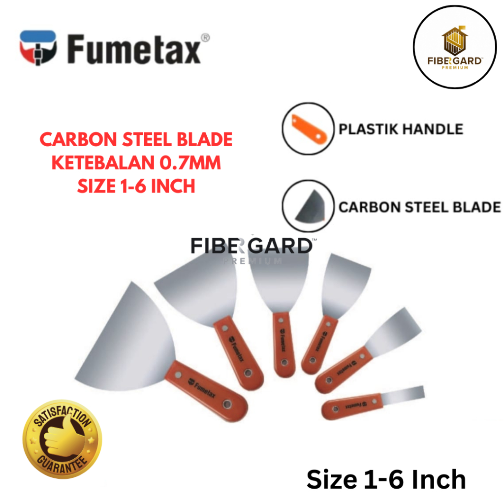 Jual FUMETAX - Kape Stainless Gagang Fiber Scraper Ukuran 1-6Inch Putty ...