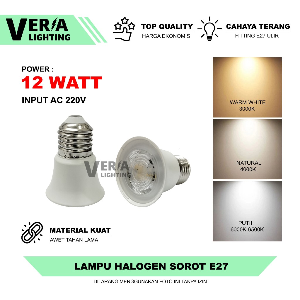 Jual Lampu Spot LED 12W Halogen Spotlight 12 Watt E27 12Watt E27 Ulir ...